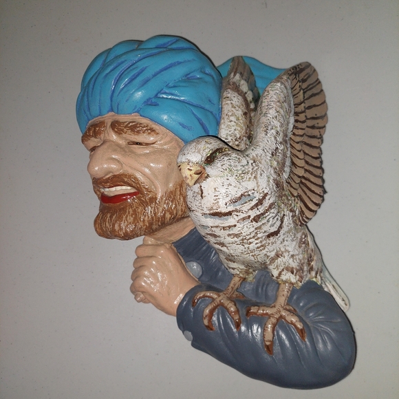 Bossons | Art | Bosson Chalkware Head Wall Decoration Turban Man Falcon ...